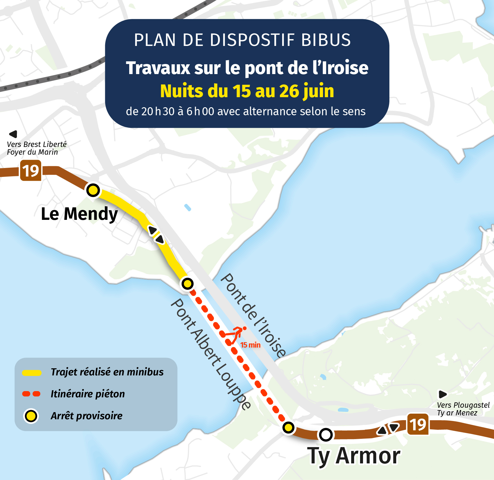 Fermeture du pont de l'Iroise du 15 au 26 juin : impact sur la ligne 19 ...